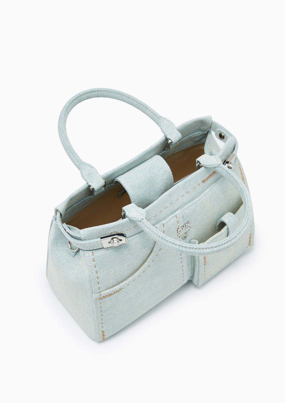 Re-Edit Stitched L Handbag - Light Blue