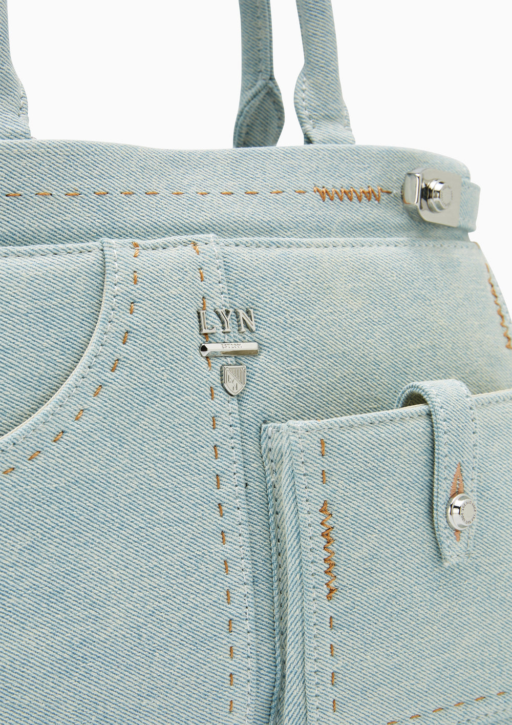 Re-Edit Stitched L Handbag - Light Blue